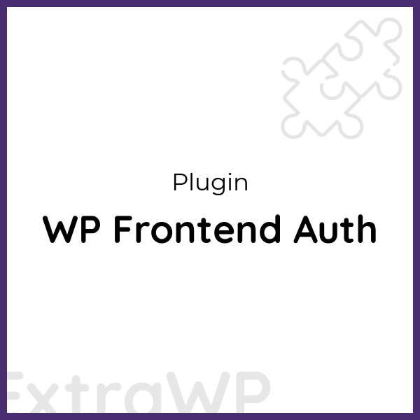WP Frontend Auth » ExtraWP